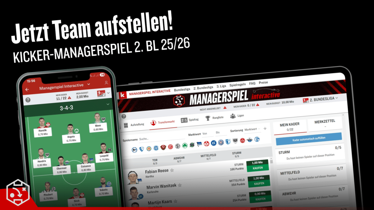 kicker-Managerspiele: Saisonstart in der 2. und 3. Liga - kicker