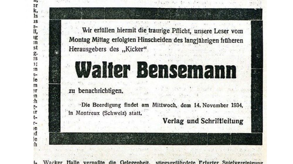 Walther Bensemann: Die Freiheit der Herzen - kicker