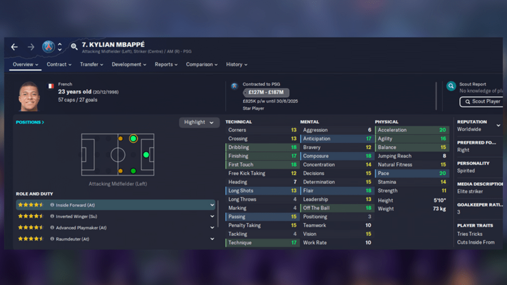 Football Manager 2023: Die Attribute der Top-Stars - kicker