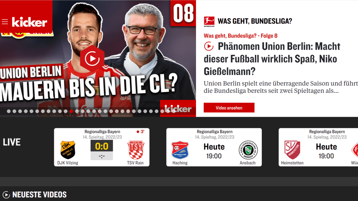 Das volle Programm: die Smart TV-App des kicker - kicker