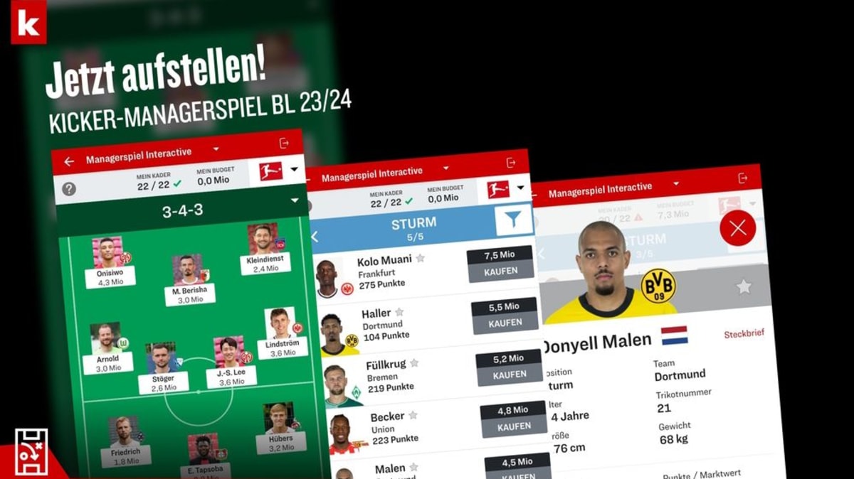 Jetzt noch Managerspiel-Team aufstellen - kicker