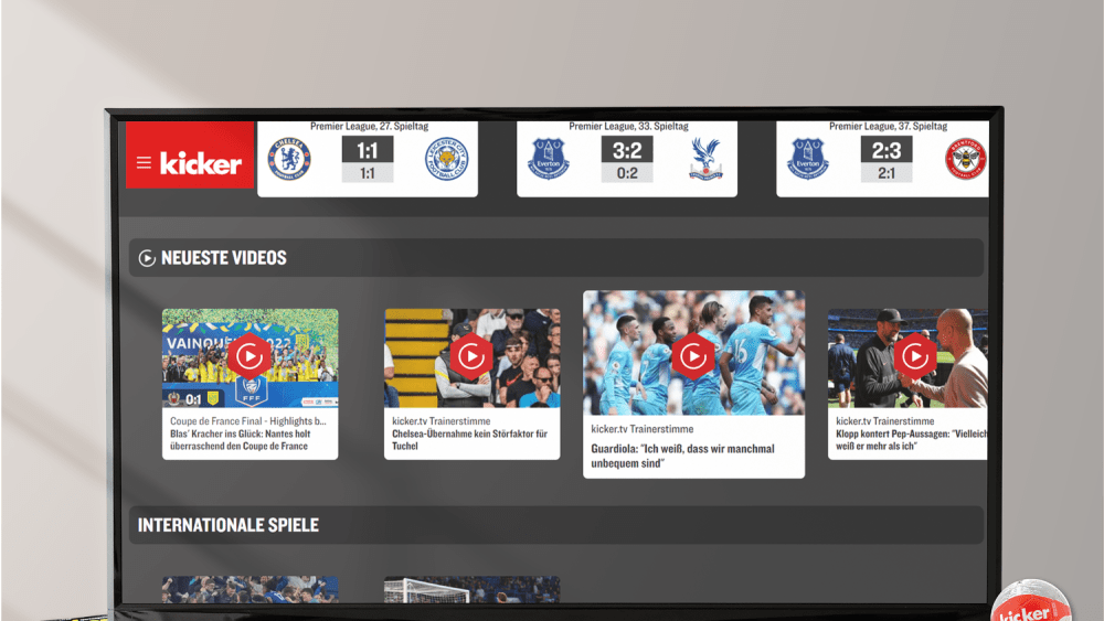 Die kicker Smart TV App - kicker