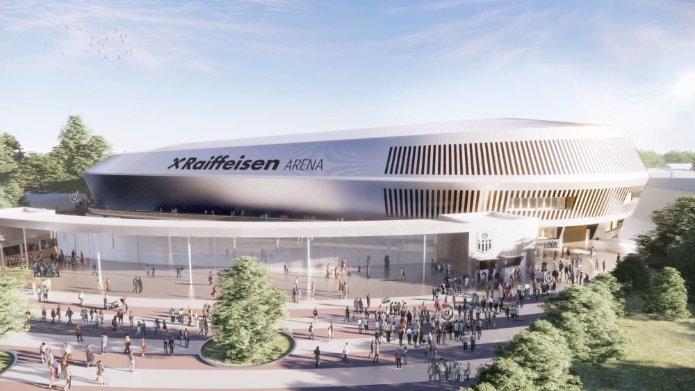 Die neue Raiffeisen-Arena des LASK nimmt Form an - kicker
