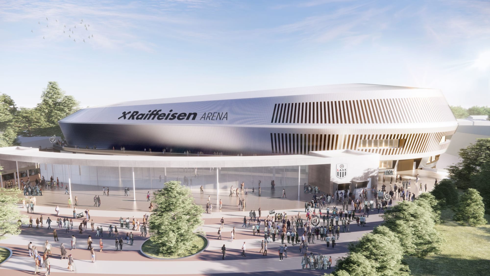 Die neue Raiffeisen-Arena des LASK nimmt Form an - kicker