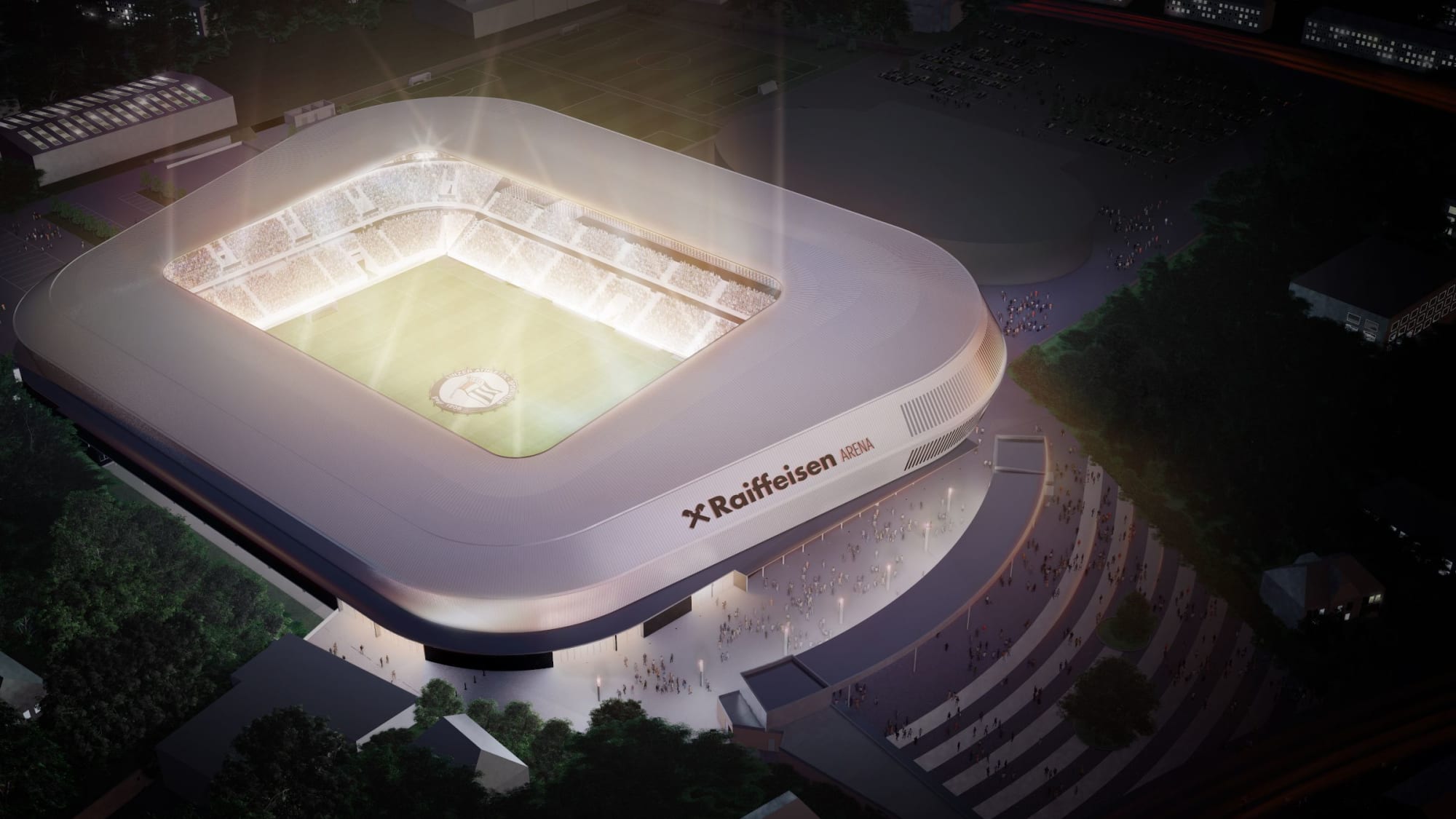 Die neue Raiffeisen-Arena des LASK nimmt Form an - kicker