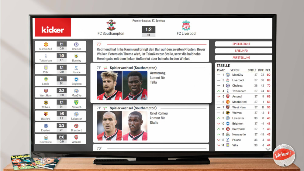 Die kicker Smart TV App - kicker